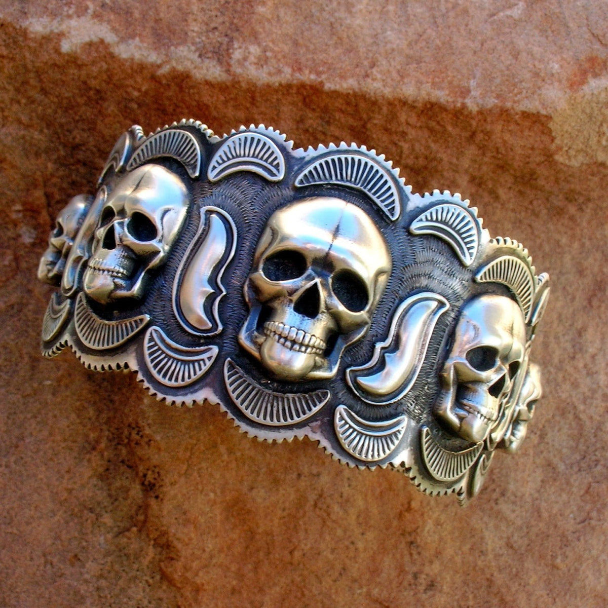Solid Sterling Silver Skull Cuff – Santa Fe Silverworks by Gregory Segura